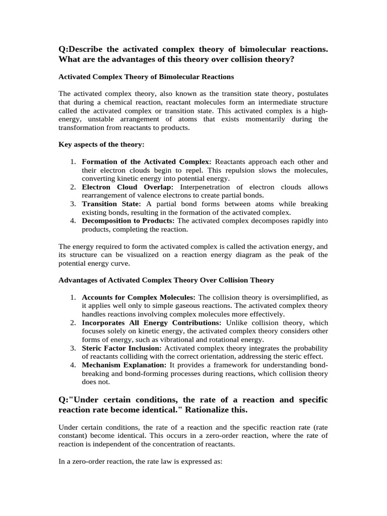 Chemical Kinetics TF Solve | PDF | Reaction Rate | Chemical Reactions