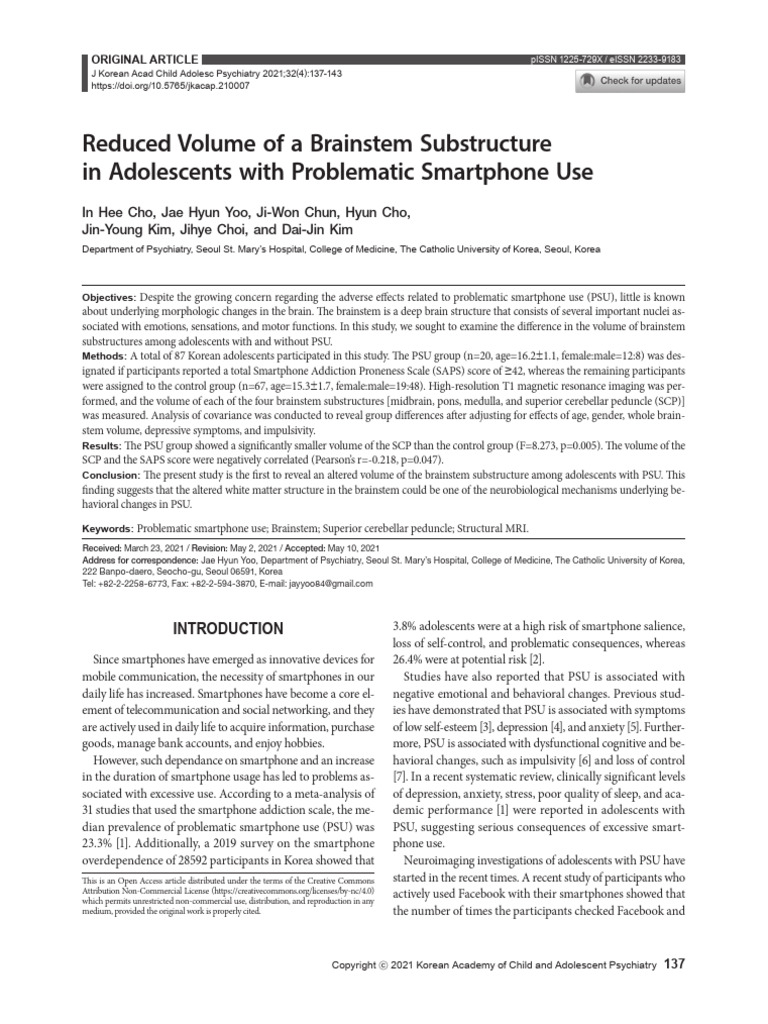 Reduced Volume of a Brainstem Substructure | PDF | Brainstem | Impulsivity