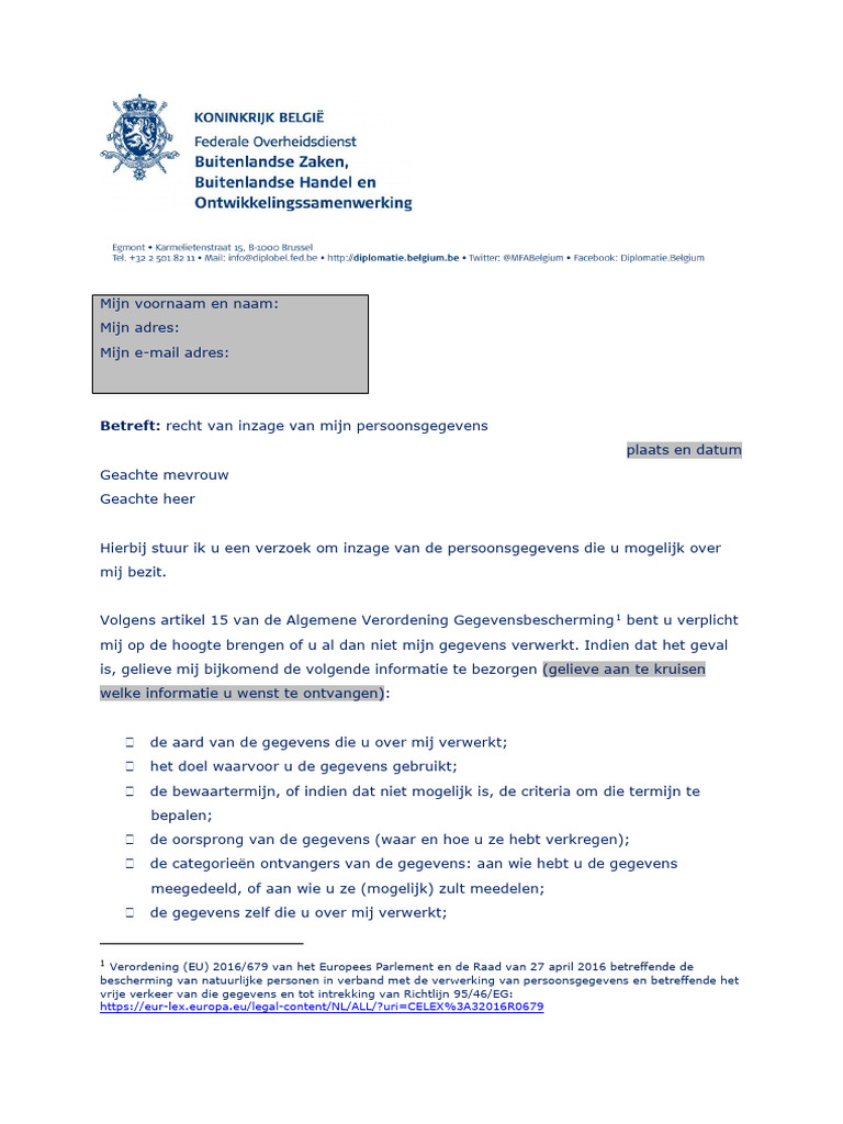 Formulier Recht Van Inzage | PDF