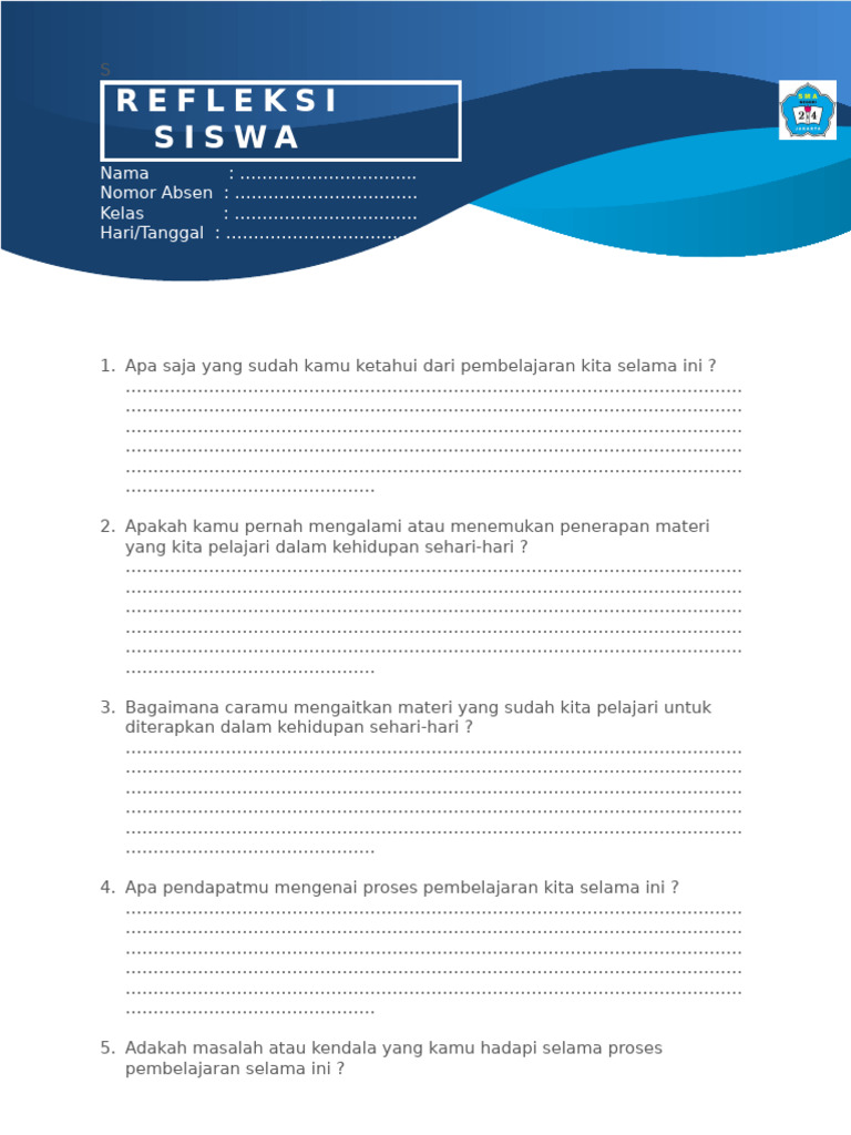 Form Refleksi Siswa | PDF