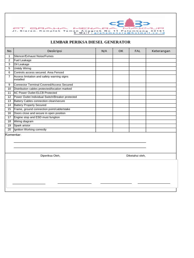 Form Inspeksi Alat GMM edit | PDF