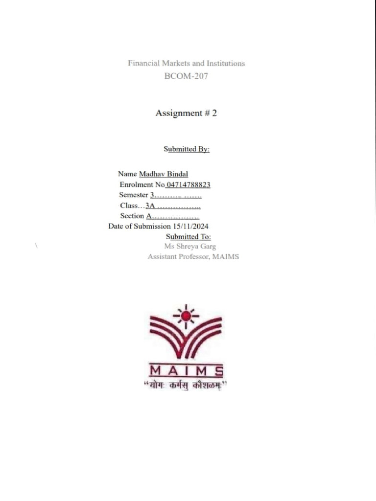 Madhav Bindal 47 FMI Assignment 2 | PDF