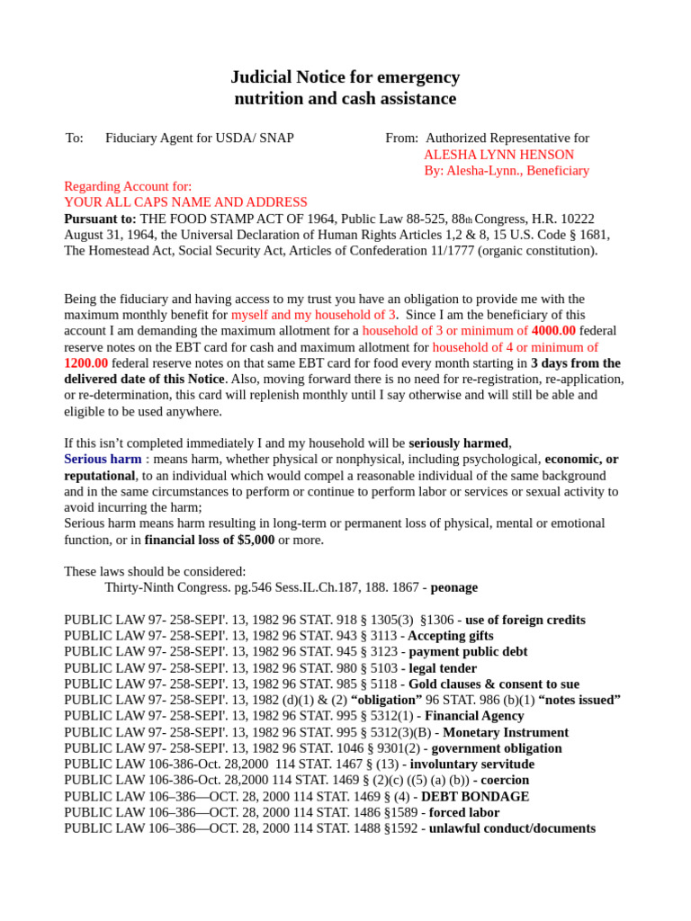 Emergency Nutrition Assistance Request | PDF | Supplemental Nutrition ...