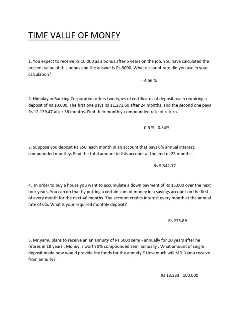 Time value of money | PDF | Interest | Present Value