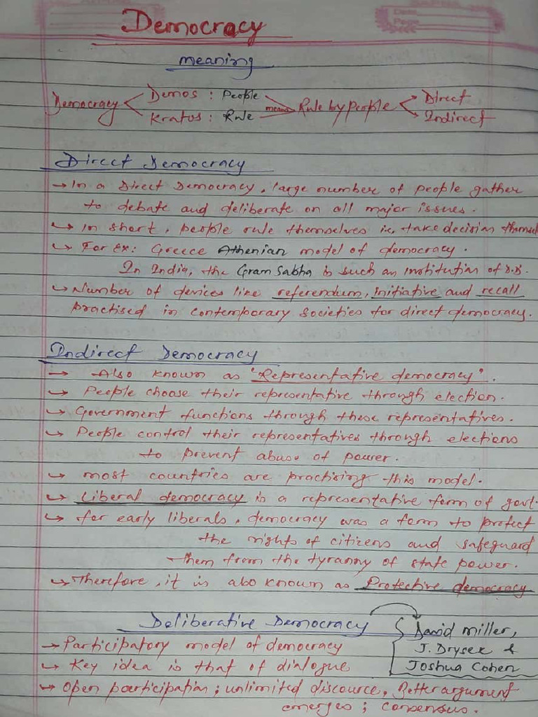 Democracy- notes by B Sharma | PDF