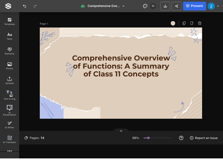 Comprehensive Overview of Functions A Summary of Class 11 Concepts Slidesgo | PDF | Function ...