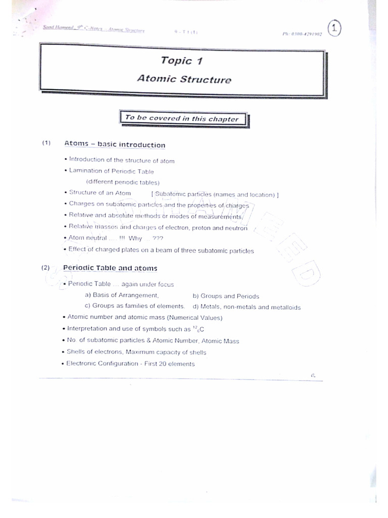 Topic 1 Atomic Structure | PDF
