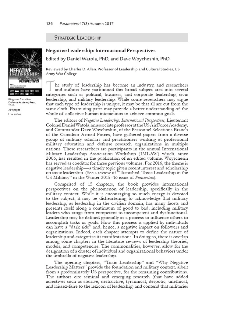 Negative Leadership Internati | PDF | Leadership | Attitude (Psychology)