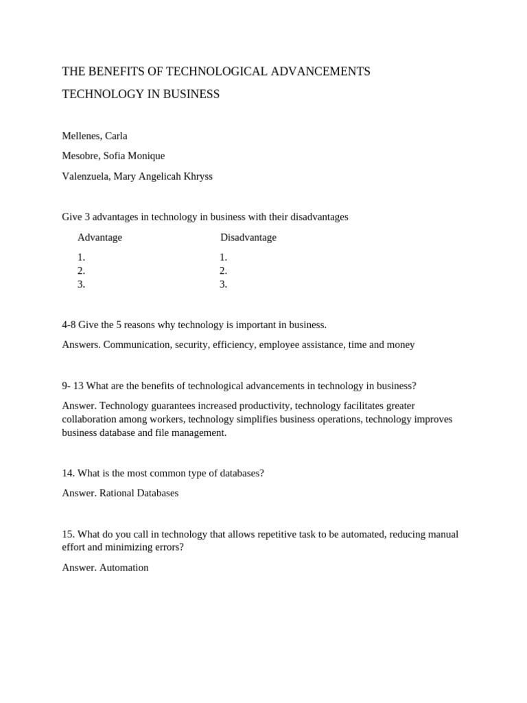 The Benefits of Technological Advancements | PDF