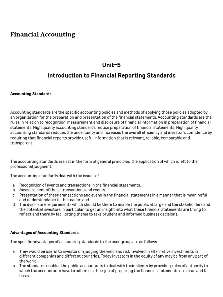 Unit - 05 - Introduction To IFRS - Doc - 20241223 - 161452 - 0000 | PDF | International ...