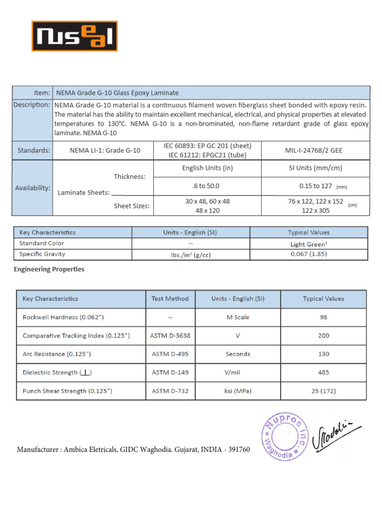 NEMA-G10- Ambica | PDF | Lamination | Epoxy