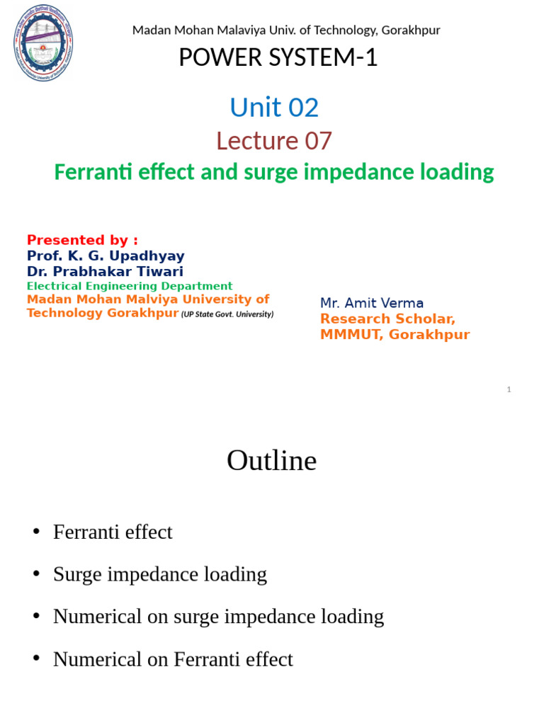 Lecture 7 On Ferranti Effect and Surge Impedance Loading | PDF | Electrical Impedance | Electric ...