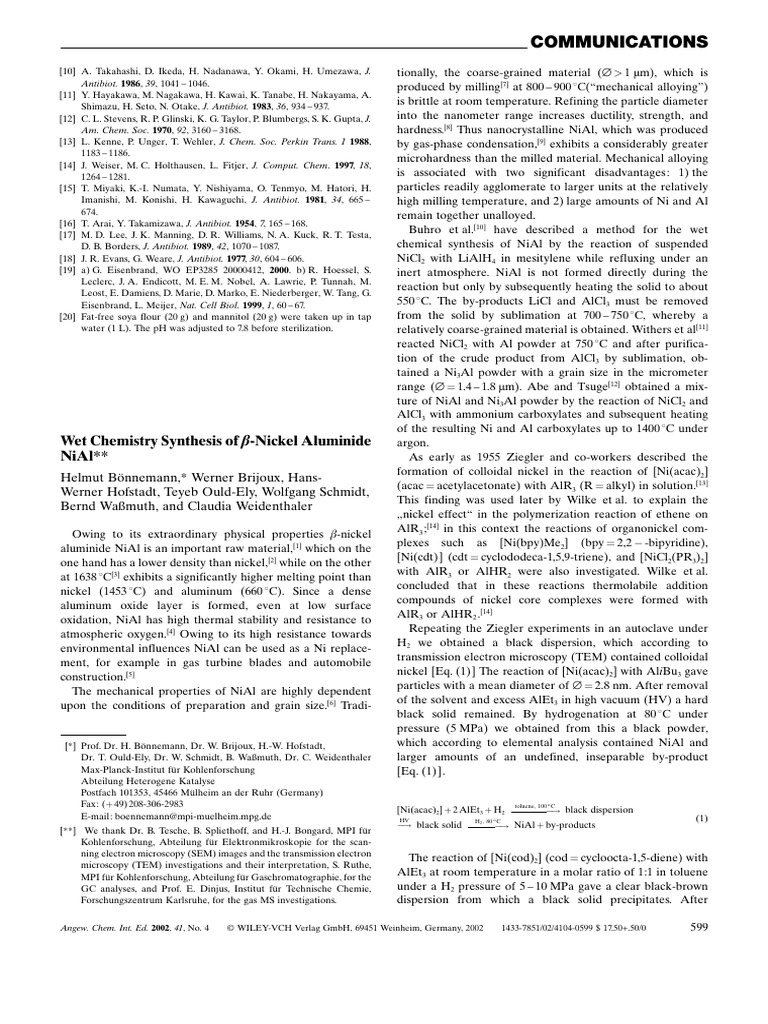 Wet Chemistry Synthesis of - Nickel Aluminide NiAl | PDF | Differential ...