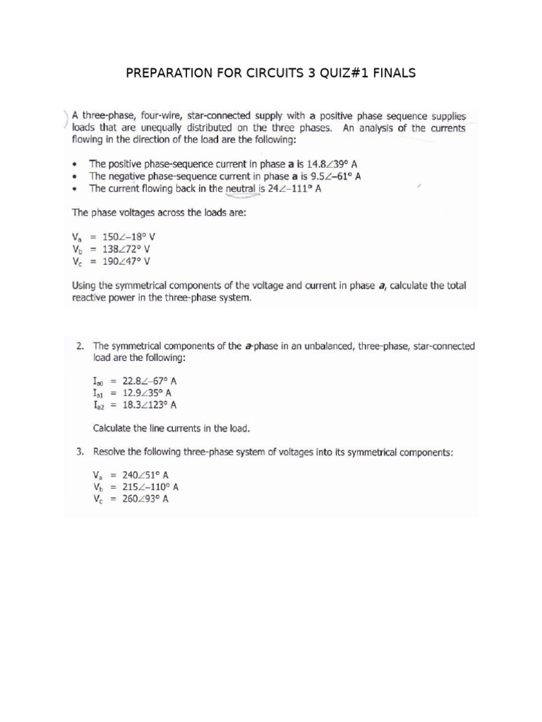Preparation For Circuits 3 Quiz | PDF