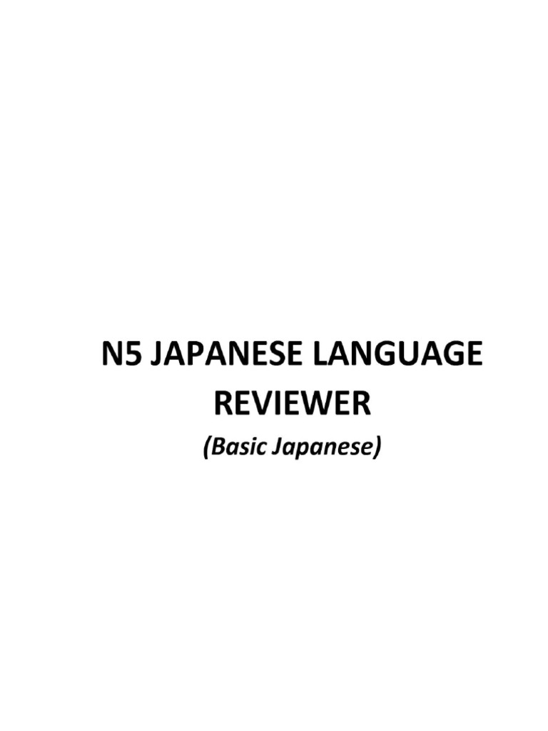 N5 Reviewer JLPT | PDF