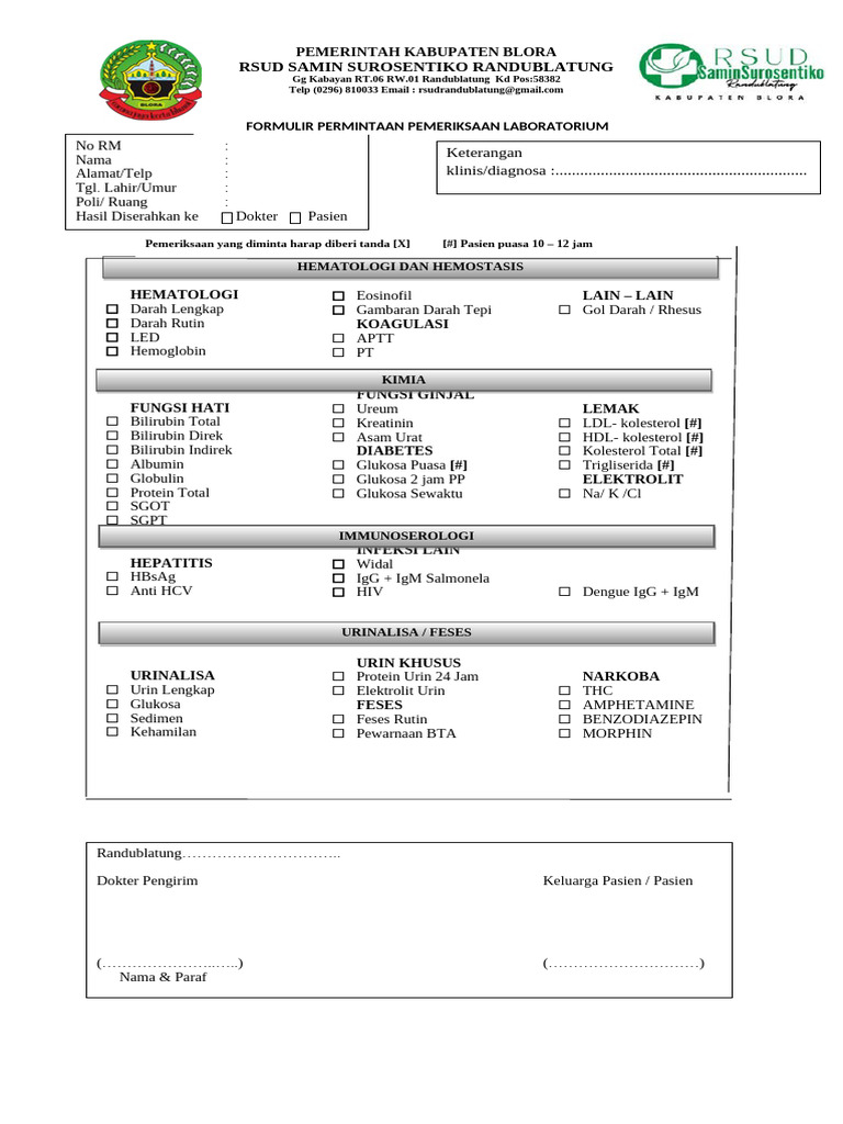 Formulir Permintaan Laboratorium | PDF