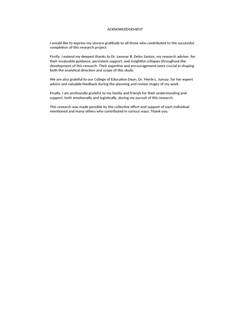 Acknowledgement - Copy | PDF