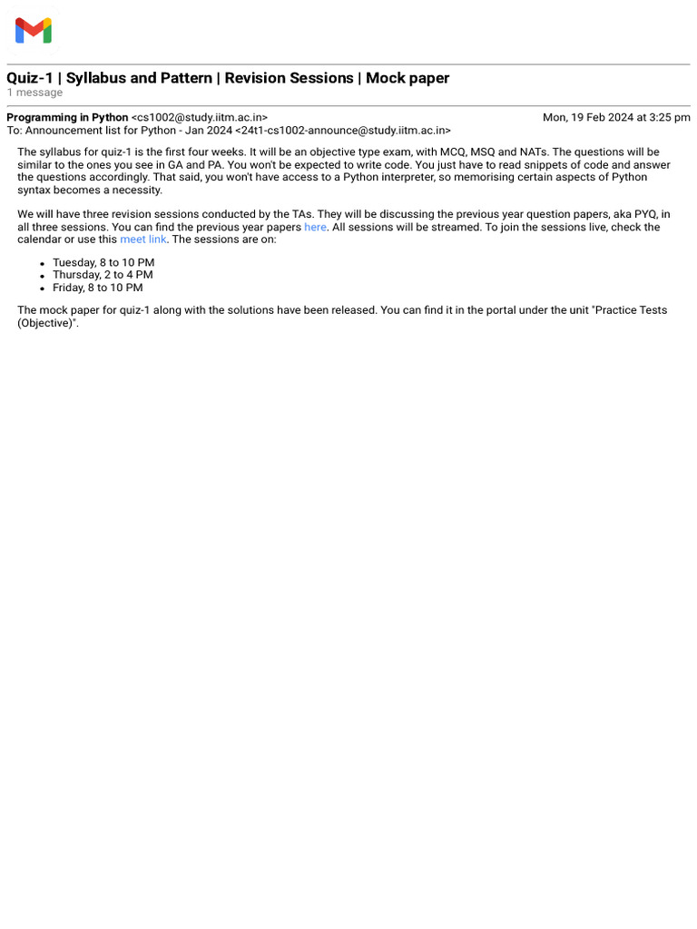 Python Quiz Prep for Students | PDF