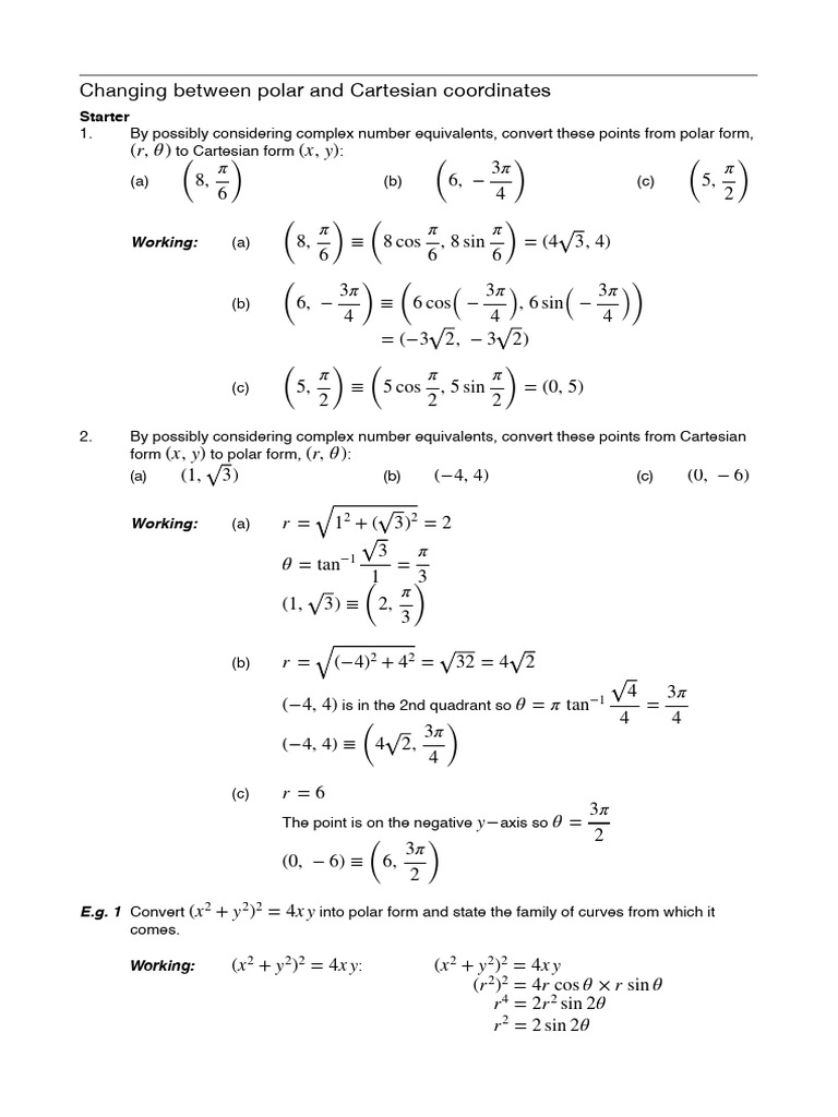 Polar and Cartesian Conversion Guide | PDF | Coordinate System ...