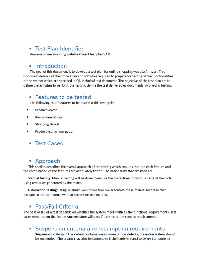 Test Plan Amazon | PDF