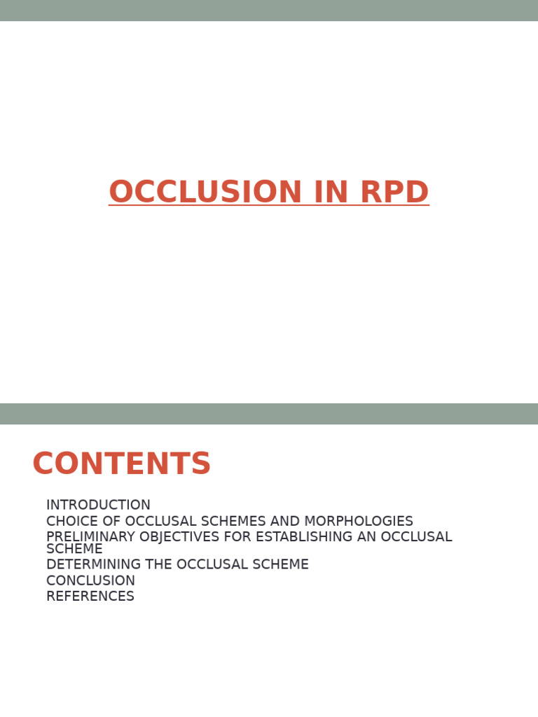Occlusion Strategies for RPD | PDF | Dentures | Dentistry Branches