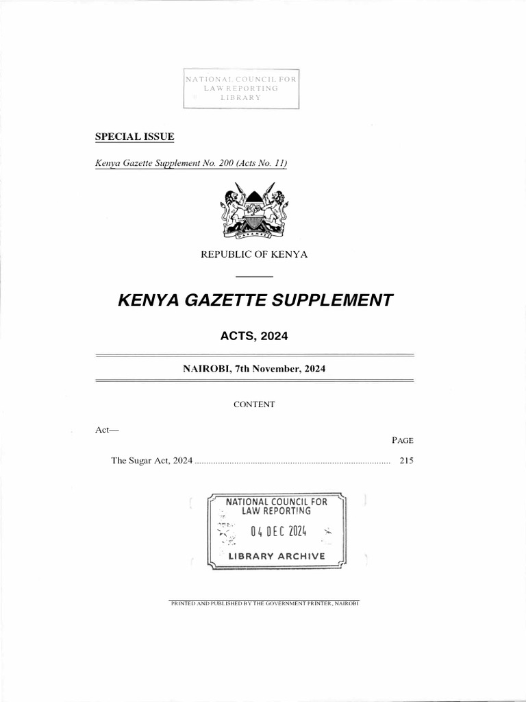The_Sugar_Act__2024 | PDF | Sugarcane | License