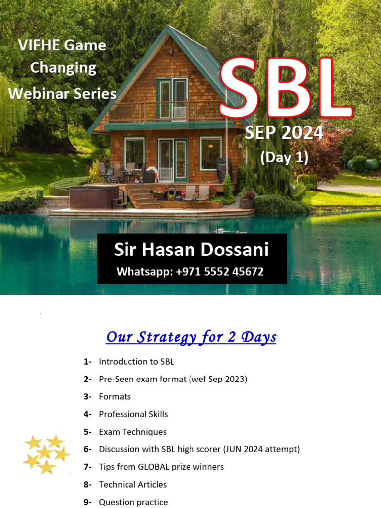 Day 1 - SBL Practice To Pass by Hasan Dossani SEP 2024 | PDF | Knowledge | Cognition