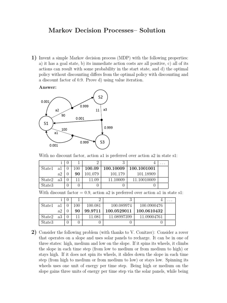 solutions-Markov_Decision_Processes | PDF | Probability Theory | Computer Programming