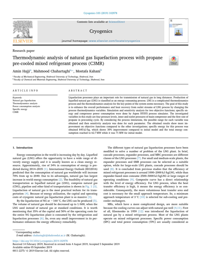 Thermodynamic Analysis of Natural Gas Liquefaction Process With Propane | PDF | Liquefied ...