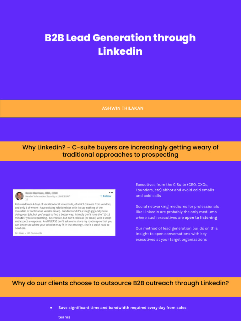Outbound B2B Lead Generation Through Linkedin - Approach Note | PDF | Linked In | Business