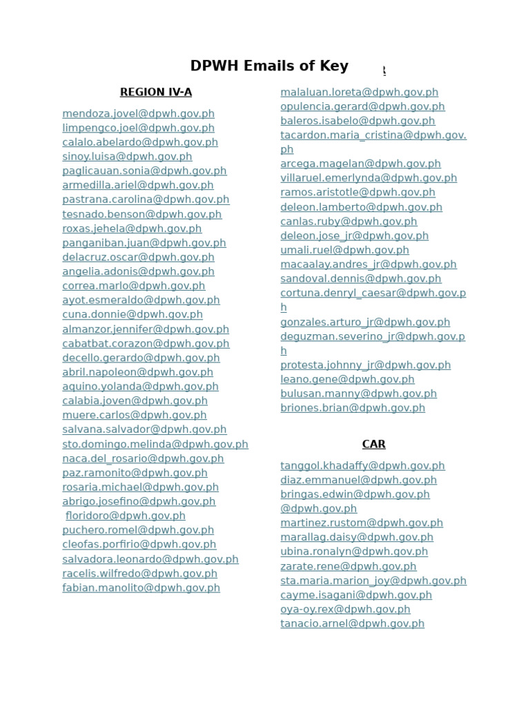 DPWH Emails | PDF