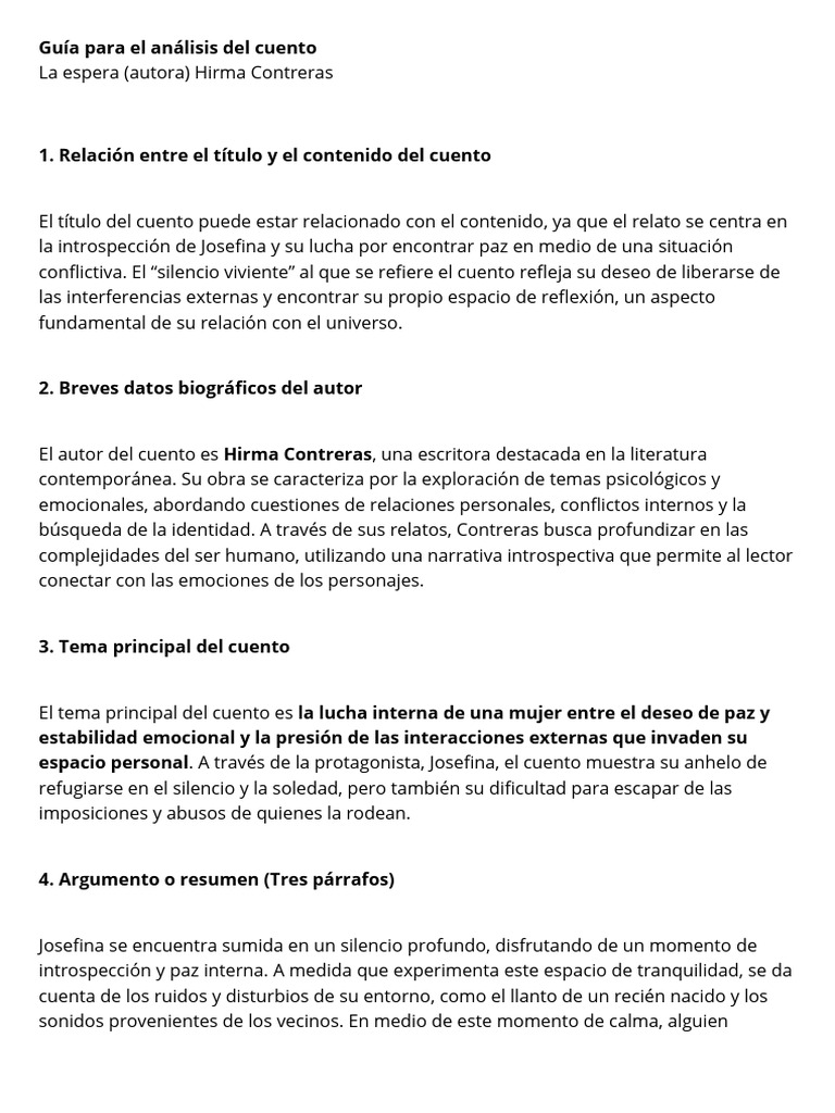 Guía para El Análisis de Un Cuento | PDF | Las emociones | Cuentos