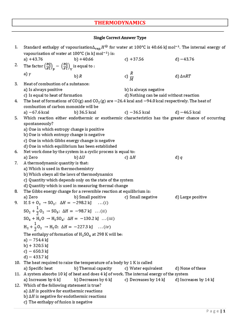 THERMODYNAMICS-1 | PDF | Enthalpy | Chemical Reactions