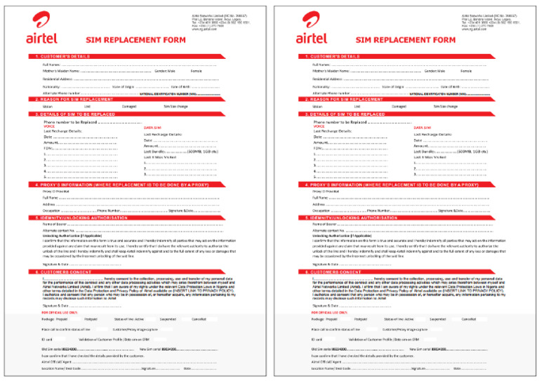 Sim Swap Form.11 | PDF