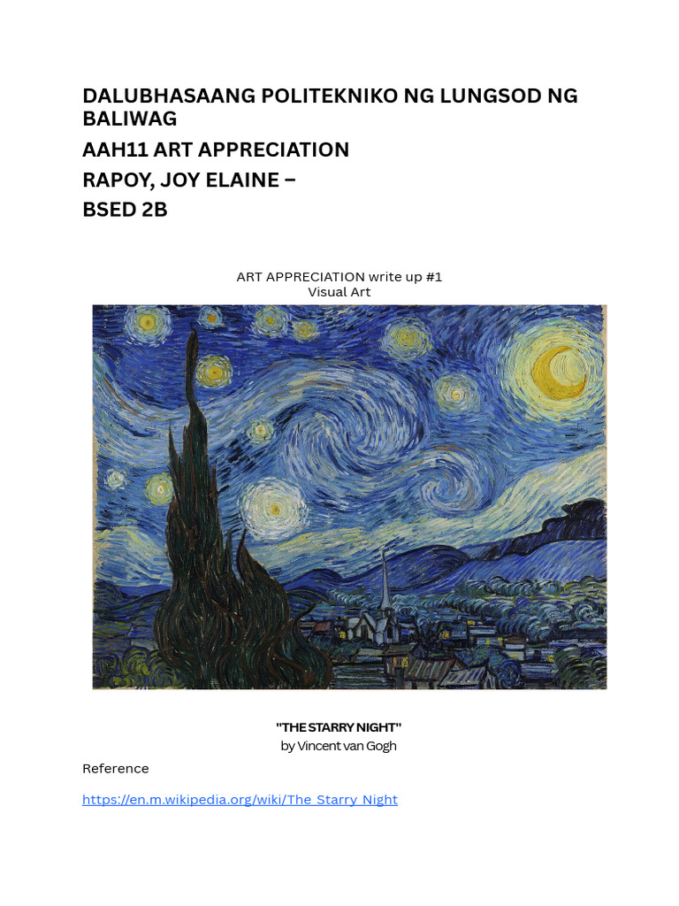 Art Analysis of Van Gogh's "Starry Night" | PDF