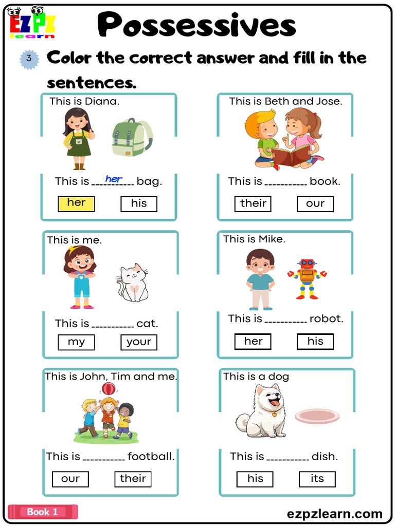 Possessives Look at the Images and Fill in the Answers Grammar | PDF