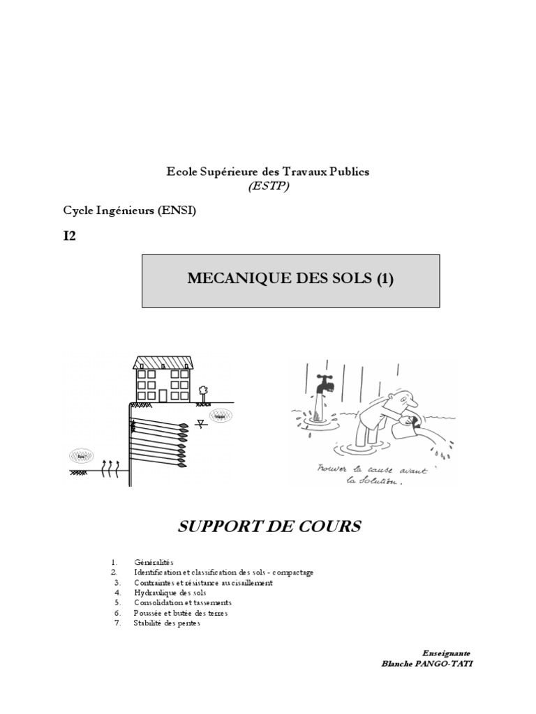 Méca Sols + TD I2 | PDF | Mécanique des sols | Perméabilité (fluide)