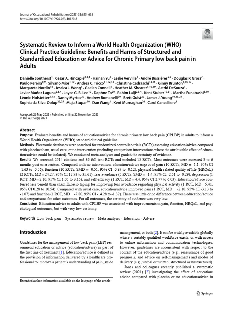 Purpose Methods: Journal of Occupational Rehabilitation (2023) 33:625 ...