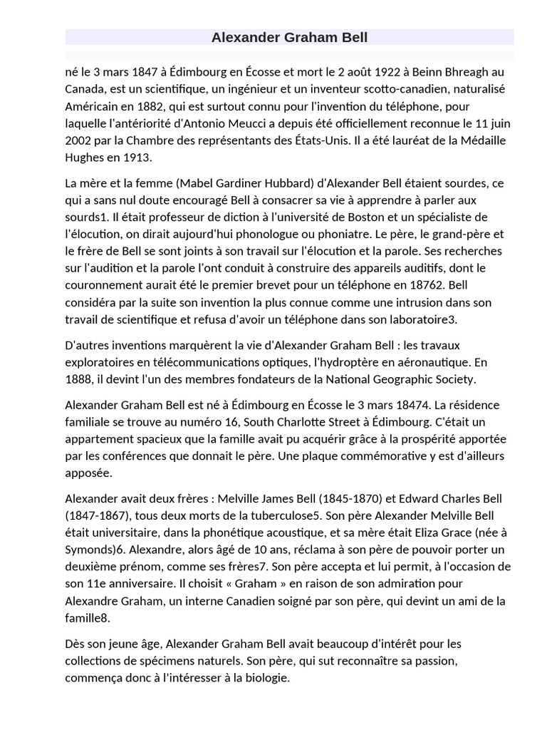Alexander Graham Bell : Inventions et Vie | PDF | Télécommunications