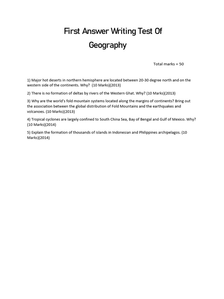 Geography Test: Key Geographical Phenomena | PDF