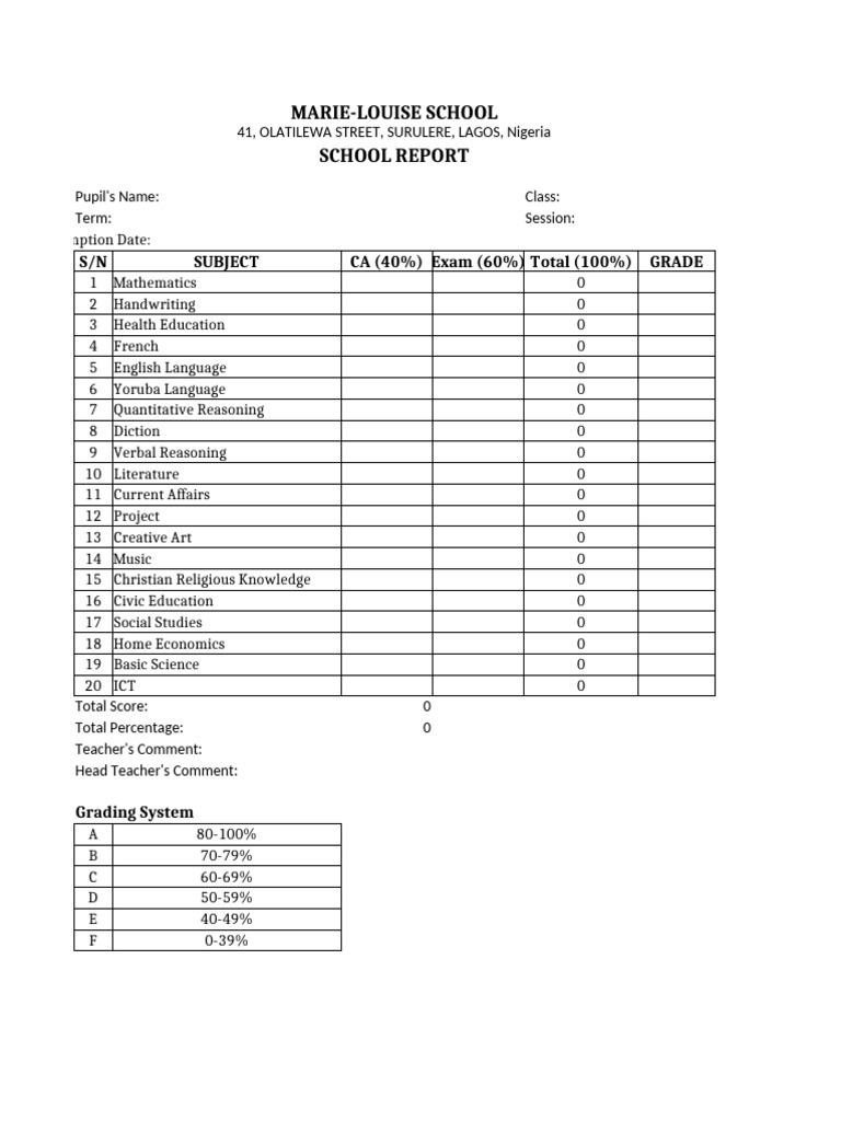 Student Academic Report | PDF