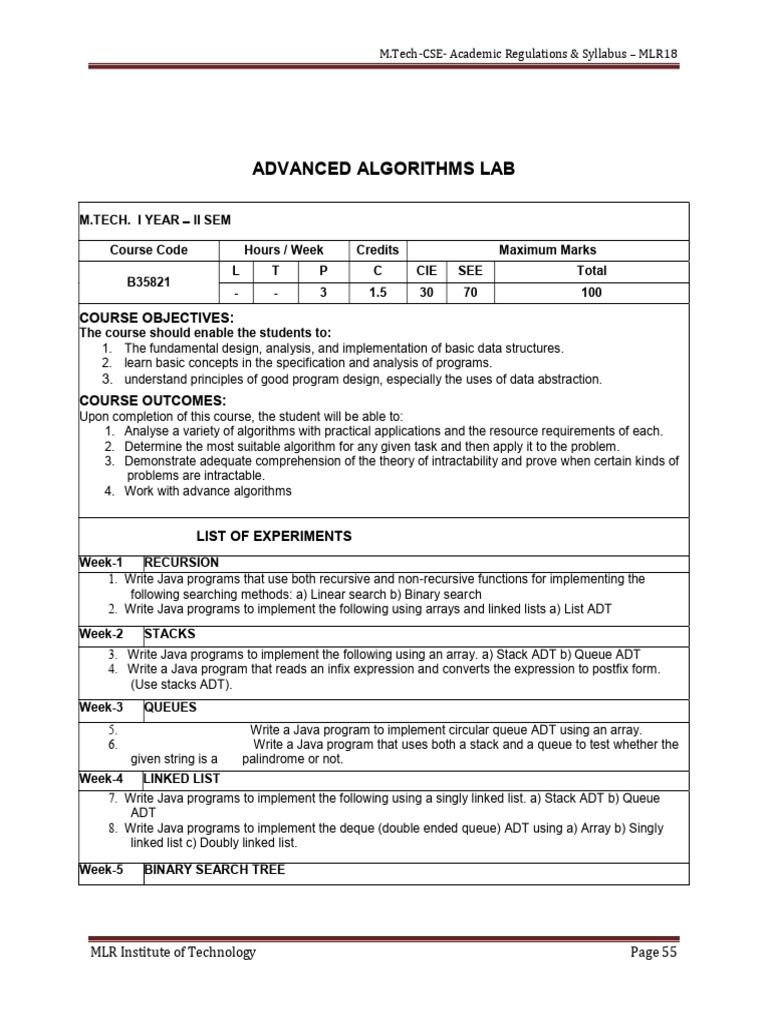 Advanced Algorithms Lab | PDF | Computing | Applied Mathematics
