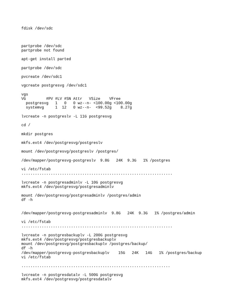 Criacao de Filesystem Postgres | PDF
