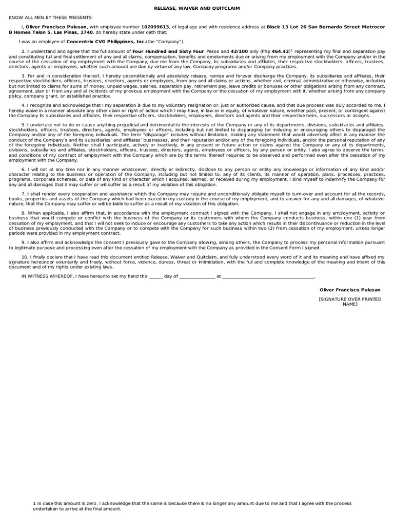 Pulusan 2 2023 Waiver Report | PDF | Employment | Business Law