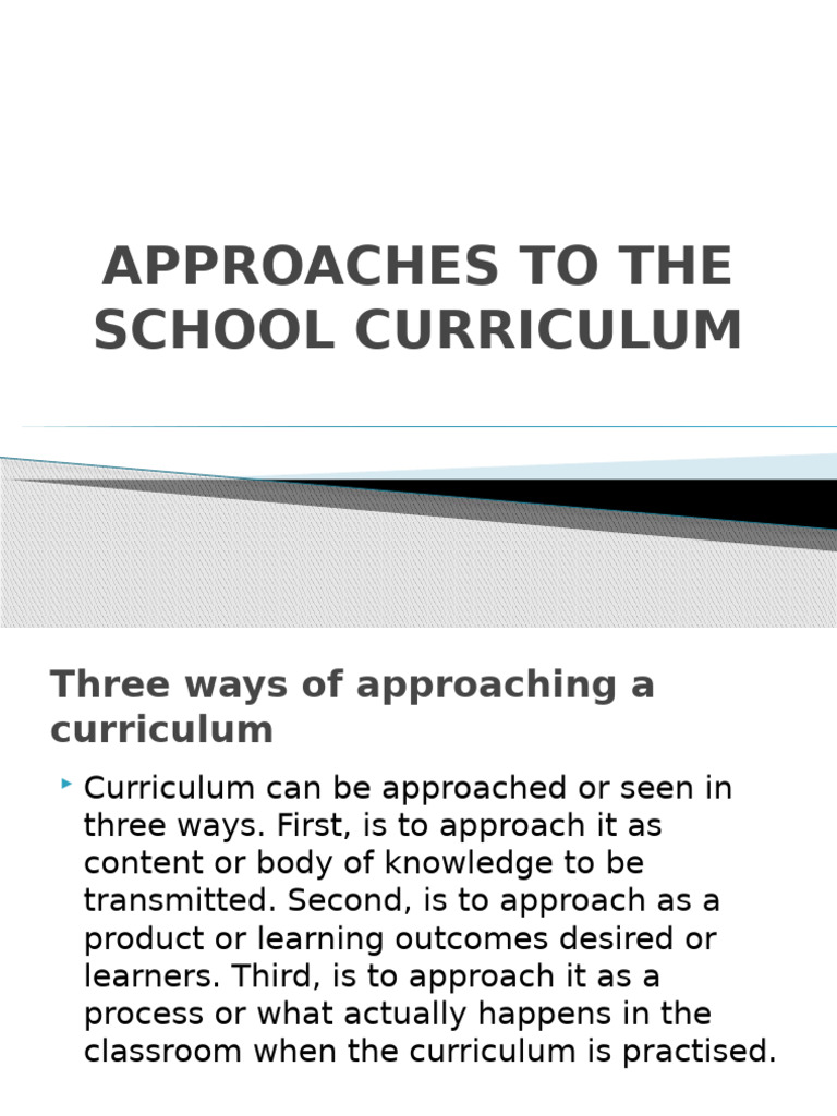 Approaches To The School Curriculum | PDF | Curriculum | Learning