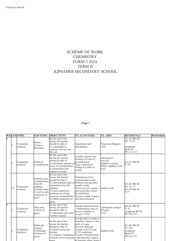 Chemistry - Form 3 - Term-II | PDF | Nitric Acid | Alkene