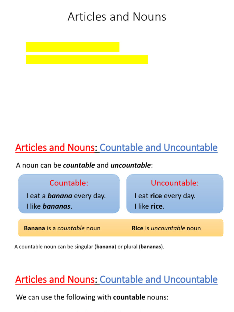 Lecture 5 Countable and uncountable | PDF | Plural | Noun