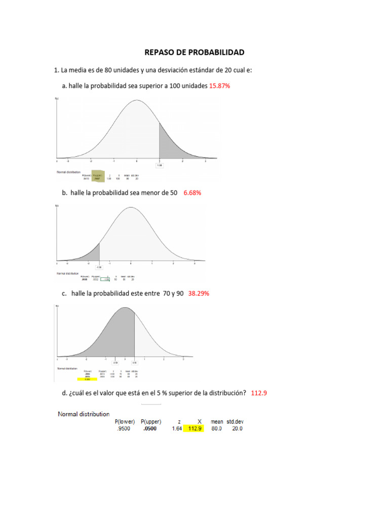 Probabilidades en Distribuciones Normales | PDF | Media | Probabilidad