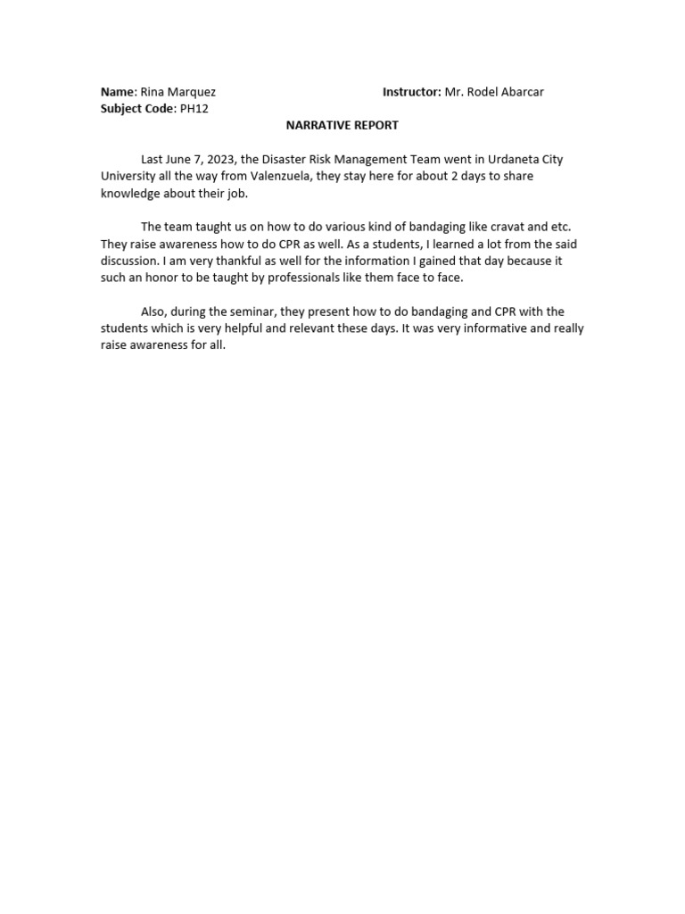 Narrative Report | PDF
