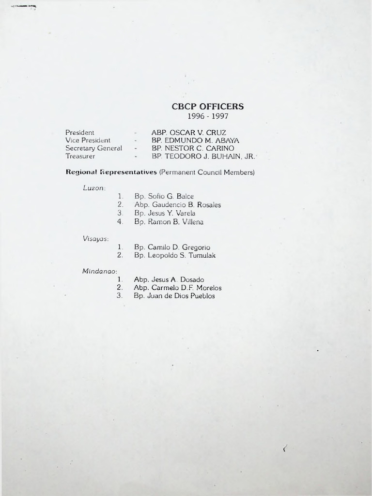 CBCP Members and Commissions | PDF | Church Organization | Christian ...